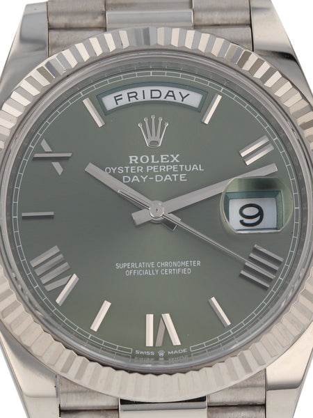 39225: Rolex 18k White Gold Day-Date 40, Ref. 228239, 2021 Full Set ...